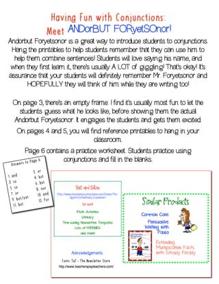 Free funwith conjunctionsmeetandorbutforyetsonor | PDF