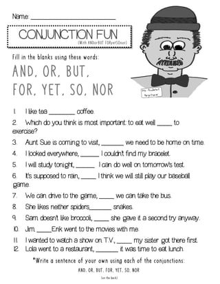 Free funwith conjunctionsmeetandorbutforyetsonor | PDF
