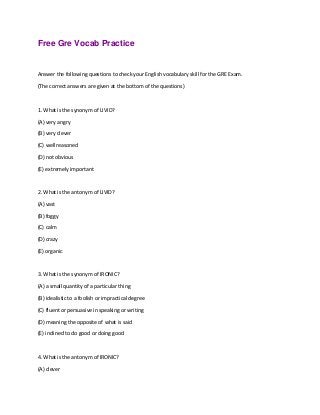 Free Gre Vocab Practice | PDF