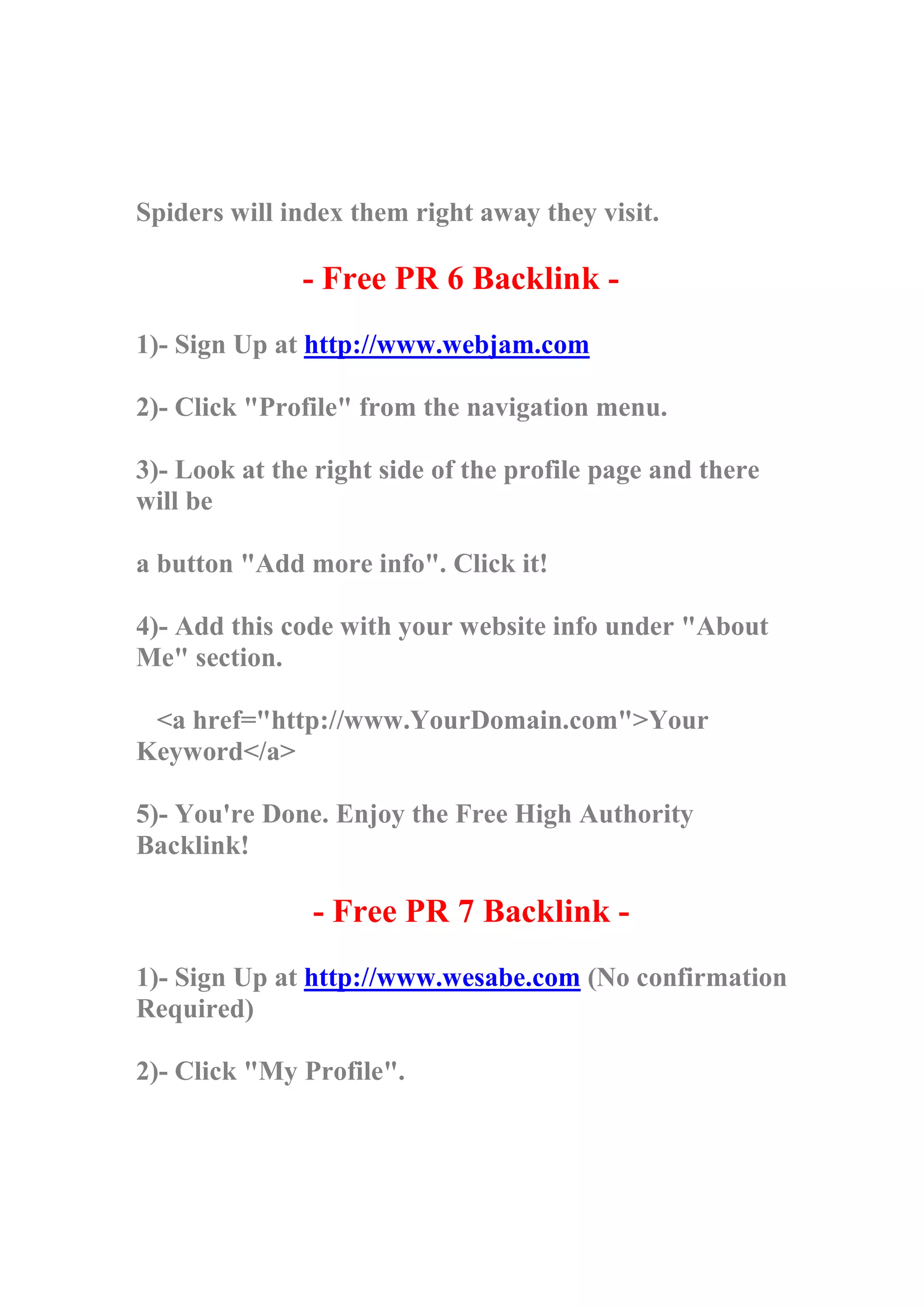 Free highpr backlinks | PDF