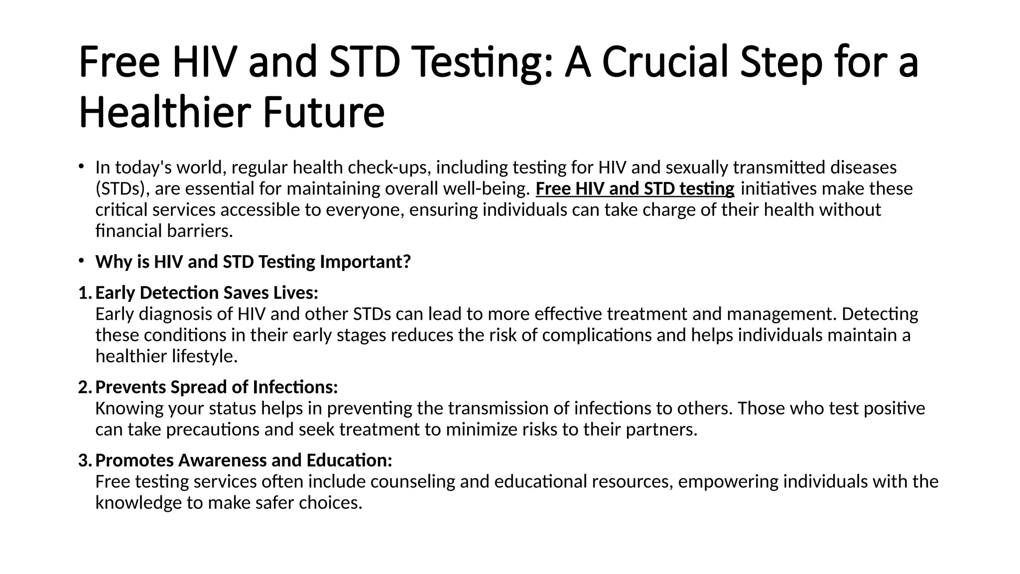 Free HIV and STD Testing: A Crucial Step for a Healthier Future | PPT