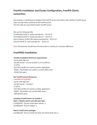 Free ipa installation and cluster configuration, freeipa client ...