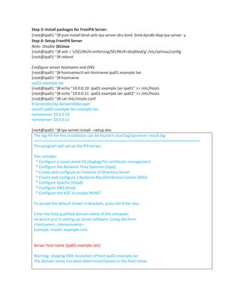 Free ipa installation and cluster configuration, freeipa client ...