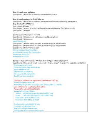 Free ipa installation and cluster configuration, freeipa client connection | PDF