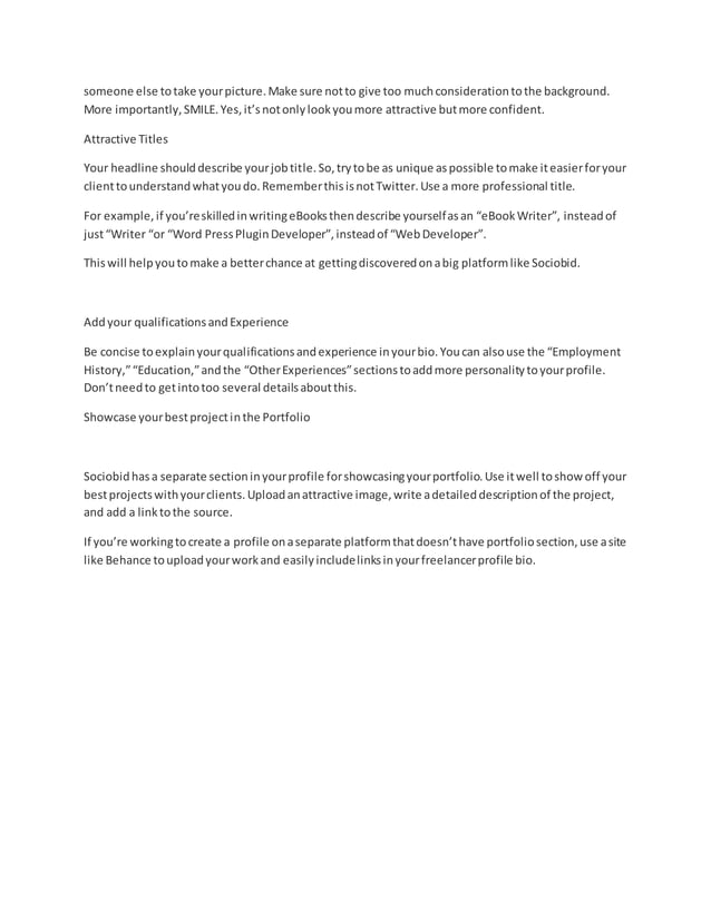 Freelancer profile | PDF