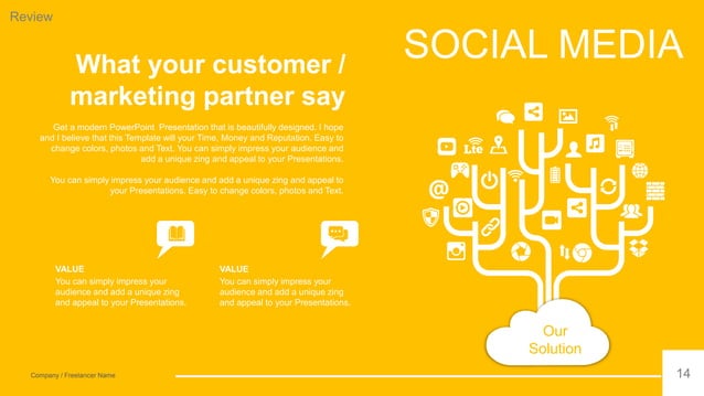 Freelancer self pitch template for social media marketing | PPT