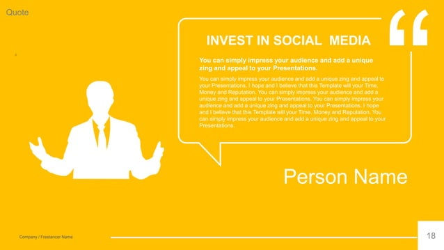 Freelancer self pitch template for social media marketing | PPT