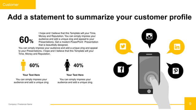 Freelancer self pitch template for social media marketing | PPT