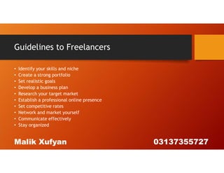 Freelancing, Freelancing Skills, Freelancing Platforms 1 - Malik Xufyan | PDF | Internet | Computing
