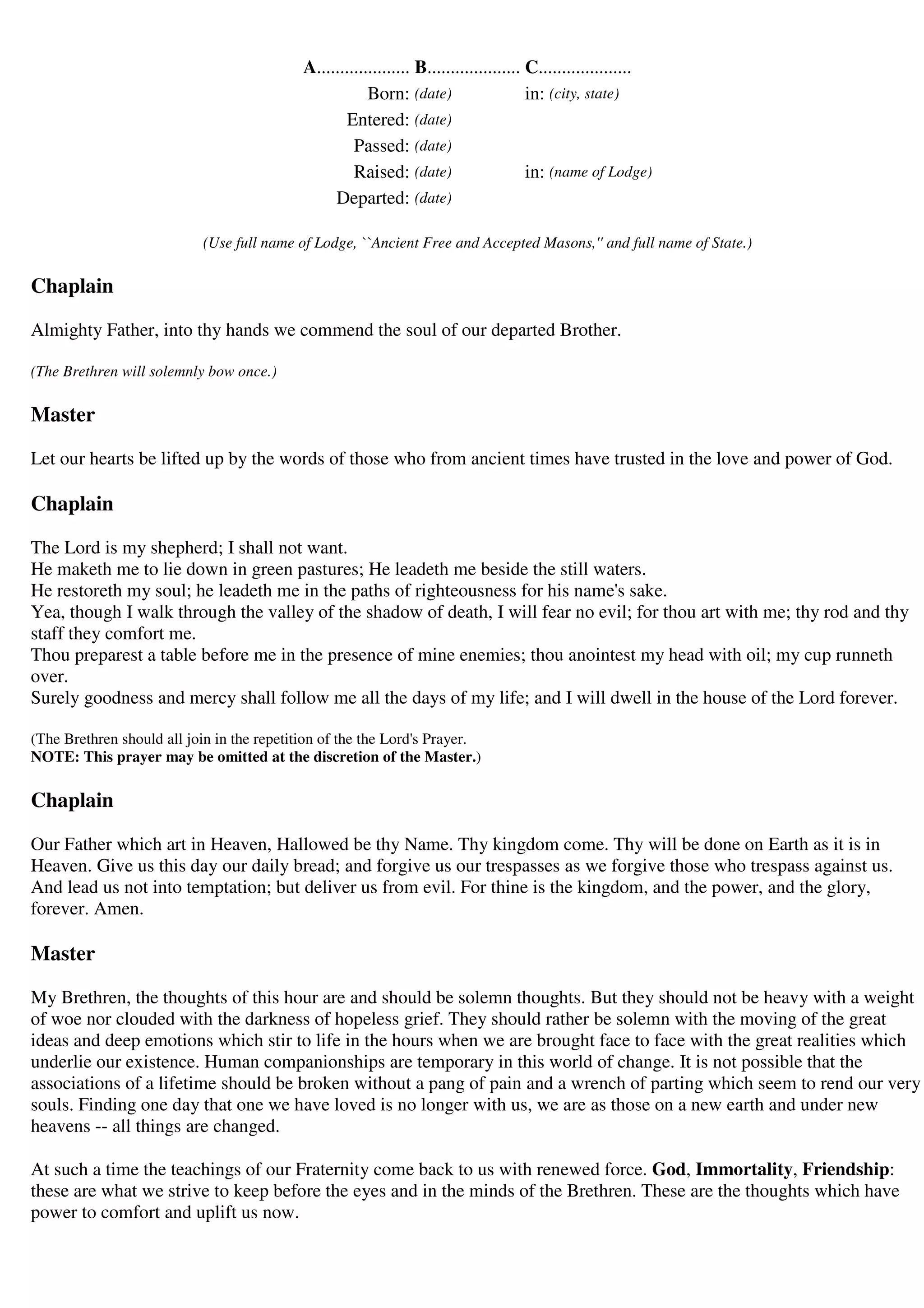 Freemasonry 003 a masonic funeral service | PDF