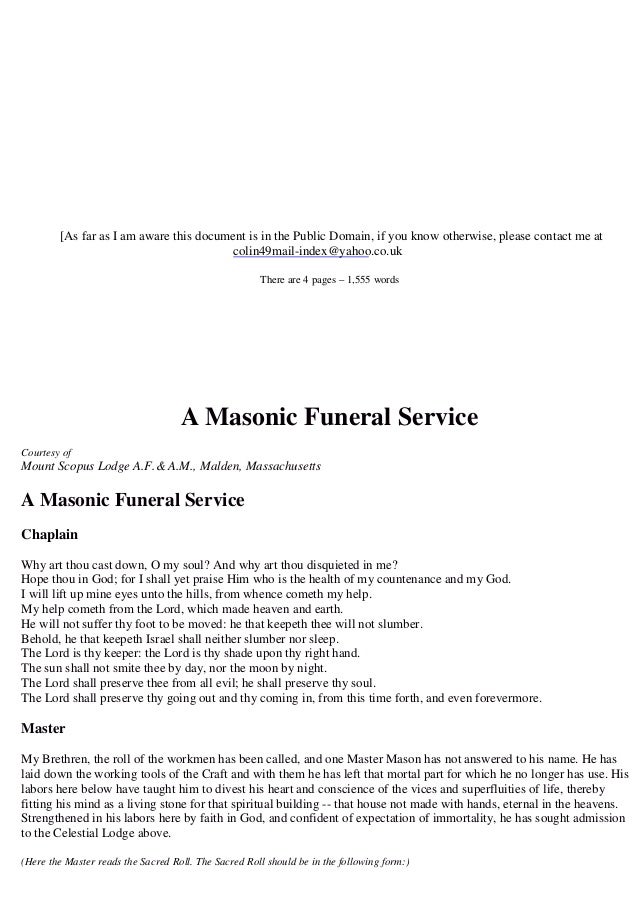 What Is A Free Mason Funeral Like at Walter Mcglothlin blog