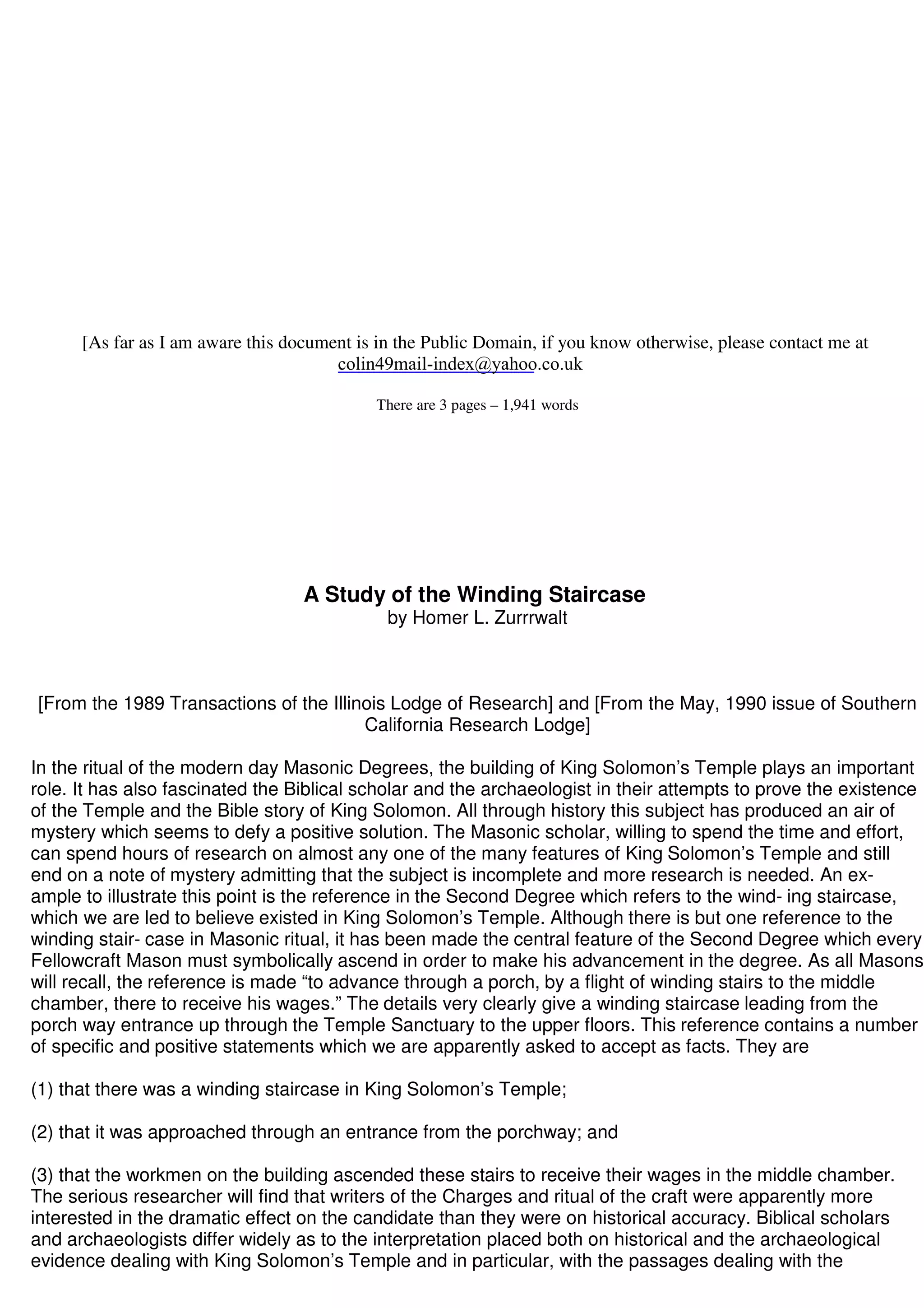 Freemasonry 004 a study of the winding staircase | PDF