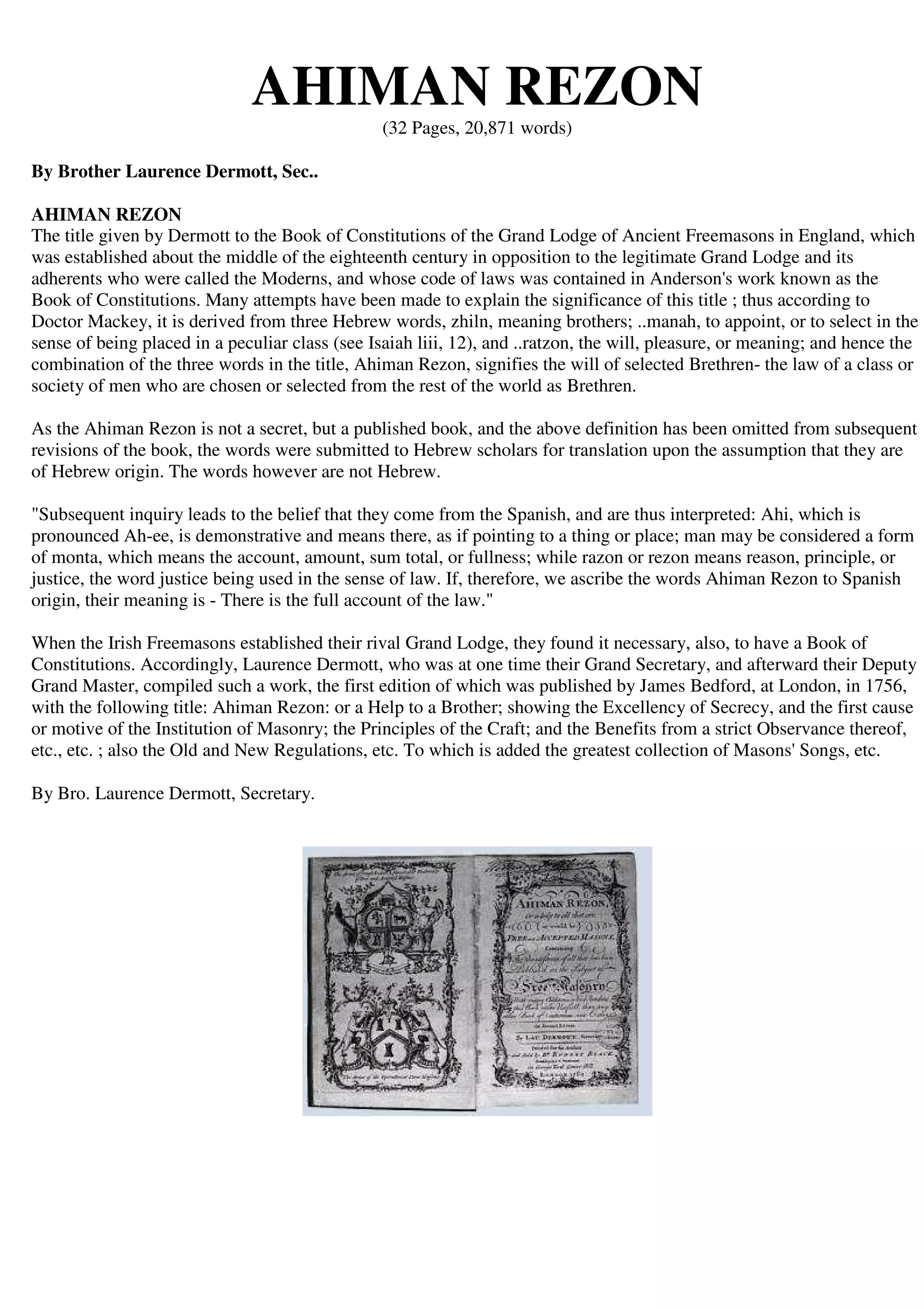 Freemasonry 006 ahiman rezon | PDF