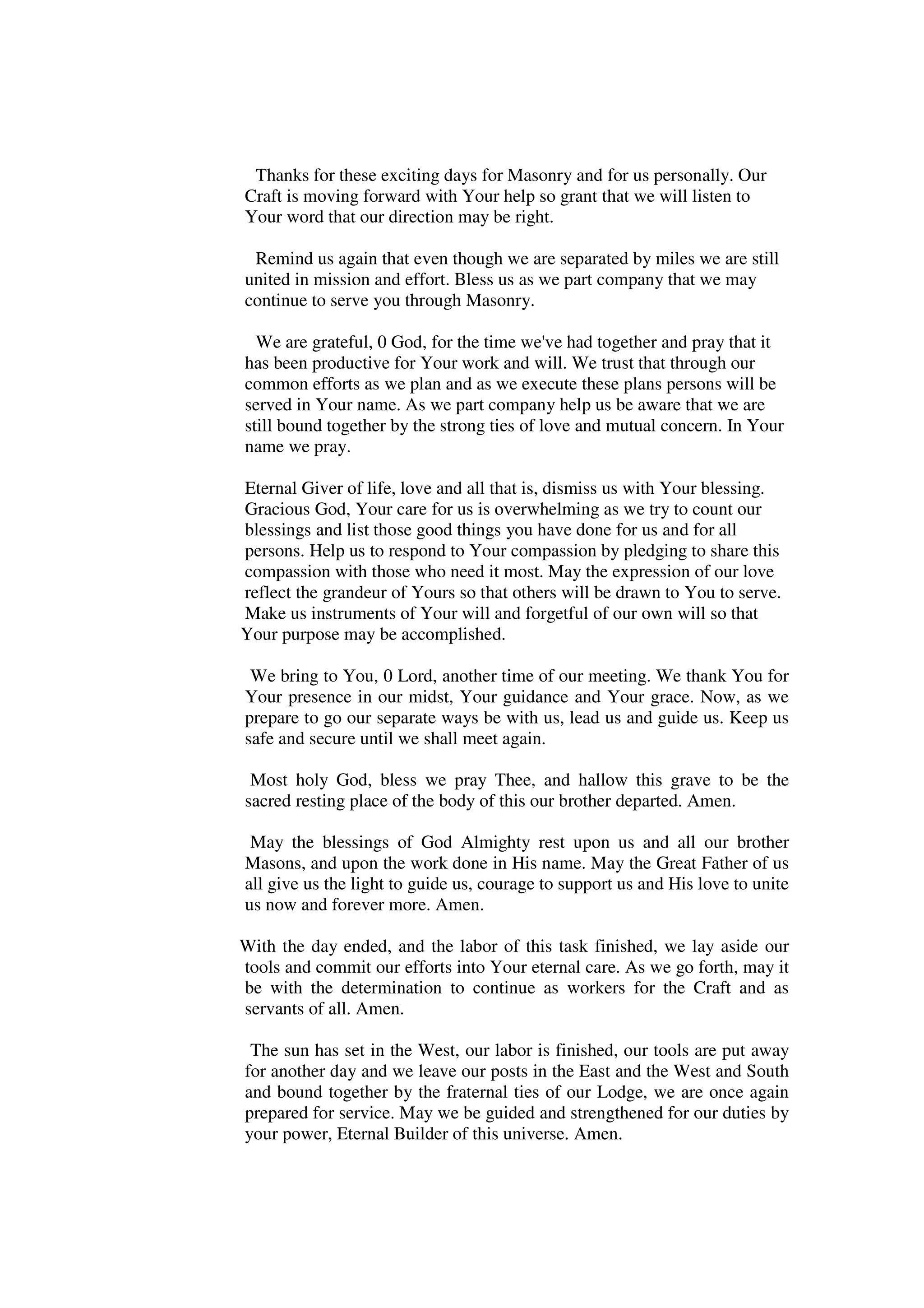 Freemasonry 013 chaplain's prayers | PDF