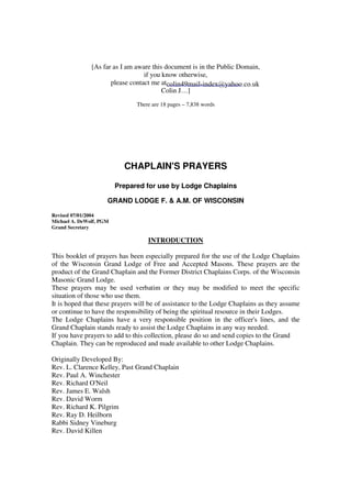 Freemasonry 013 chaplain's prayers | PDF