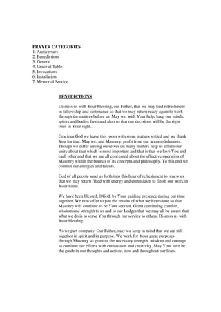Freemasonry 013 chaplain's prayers | PDF