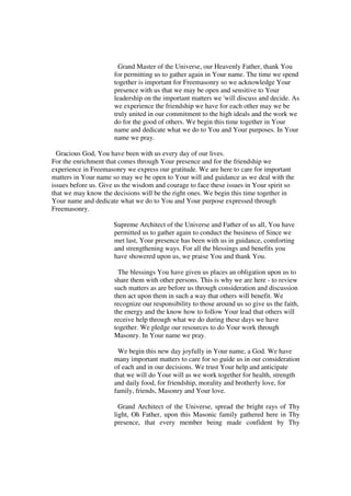 Freemasonry 013 chaplain's prayers | PDF