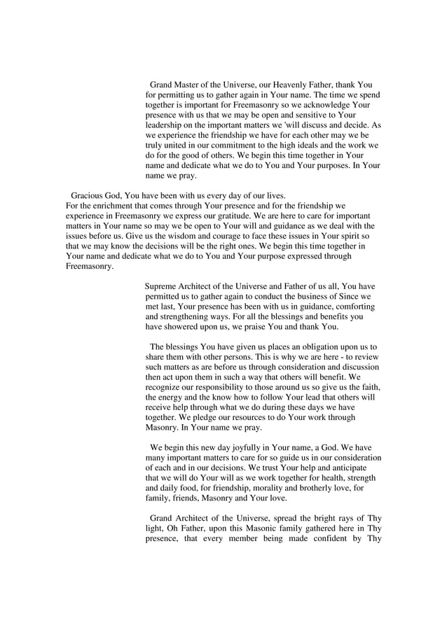 Freemasonry 013 chaplain's prayers | PDF | Christianity | Religion ...