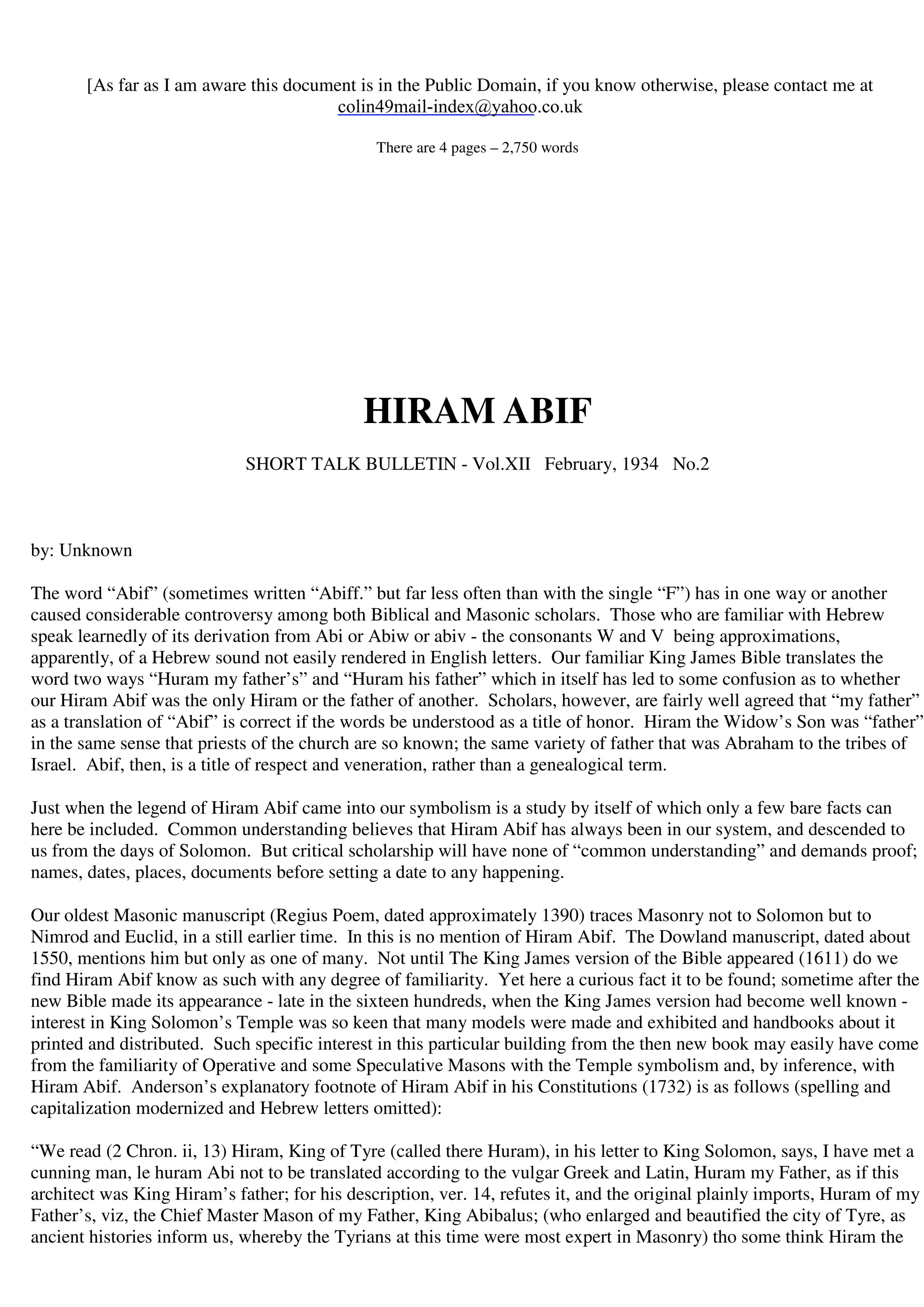 Freemasonry 028 hiram abif | PDF