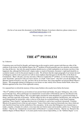 Freemasonry 051 the 47th problem of euclide | PDF