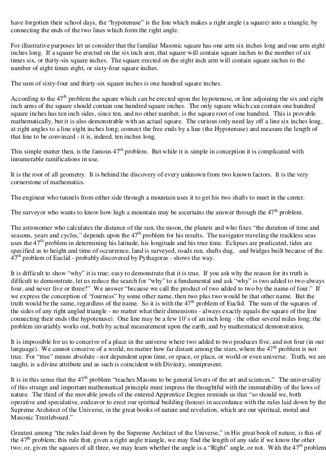 Freemasonry 051 the 47th problem of euclide