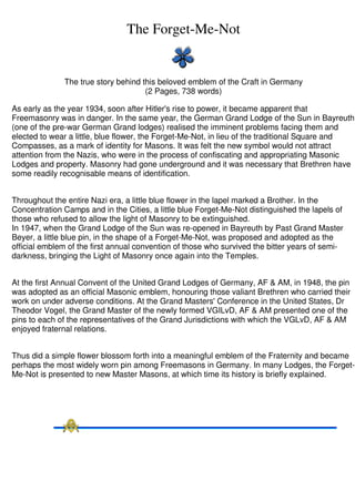 Freemasonry 066 the forget me not | PDF