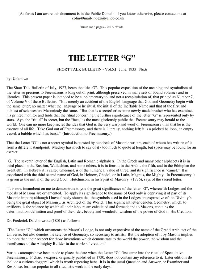 Freemasonry 077 the letter 'g' | PDF