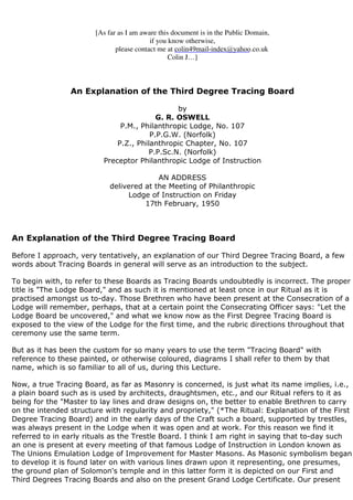 Freemasonry 157 an explanation of the third degree tracing board | PDF