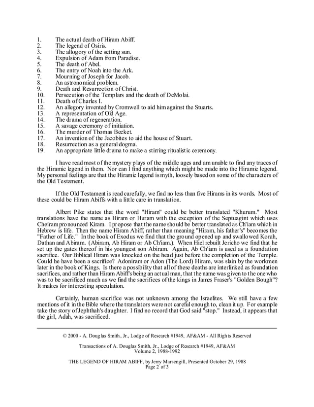 Freemasonry 165 the legend of hiram abiff | PDF