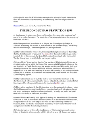 Freemasonry 166 translated schaw statutes 1st & 2nd | PDF