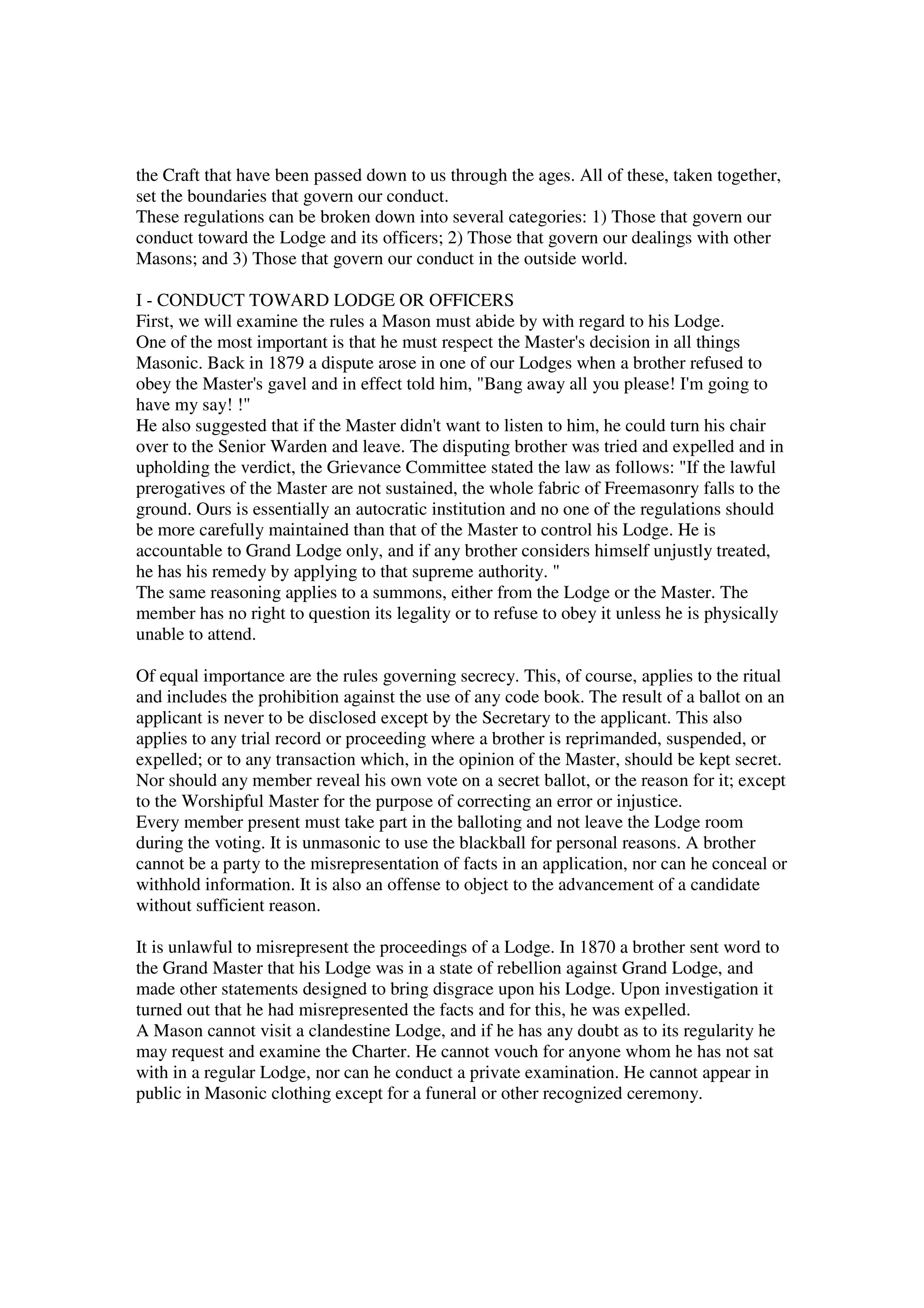 Freemasonry 173 the boundary line of our conduct | PDF