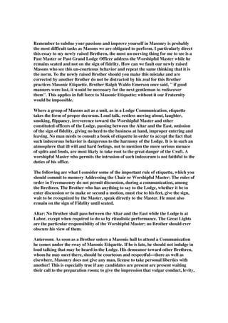 Freemasonry 187 masonic etiquette | PDF