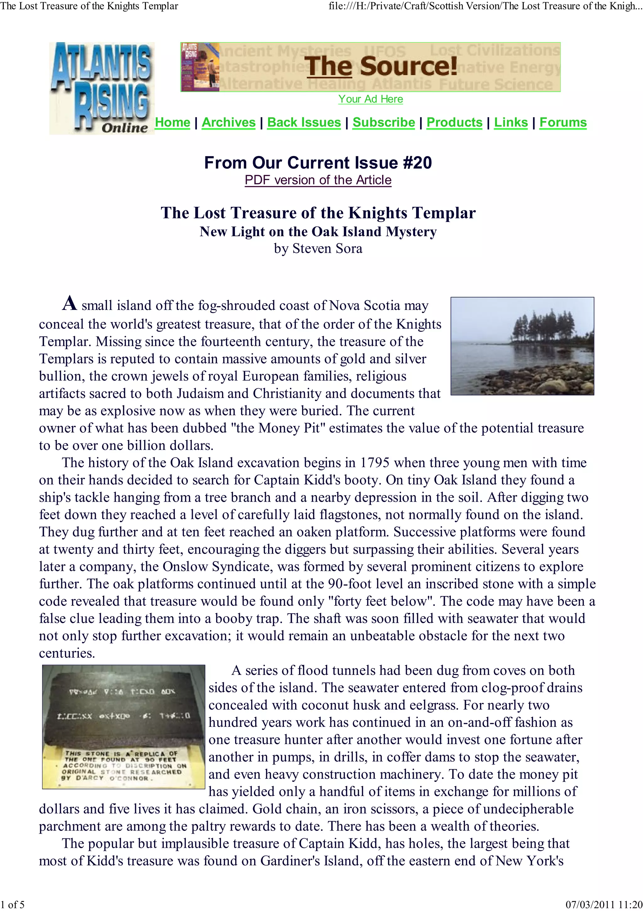 Freemasonry 201 the lost treasure of the knights templar | PDF