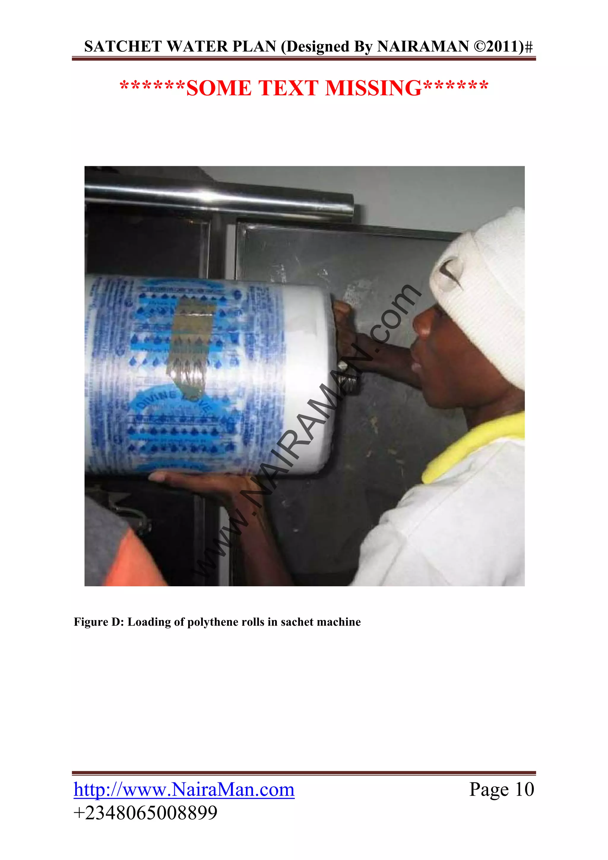 Sachet Pure Water Business plan & Feasibility Study | PDF