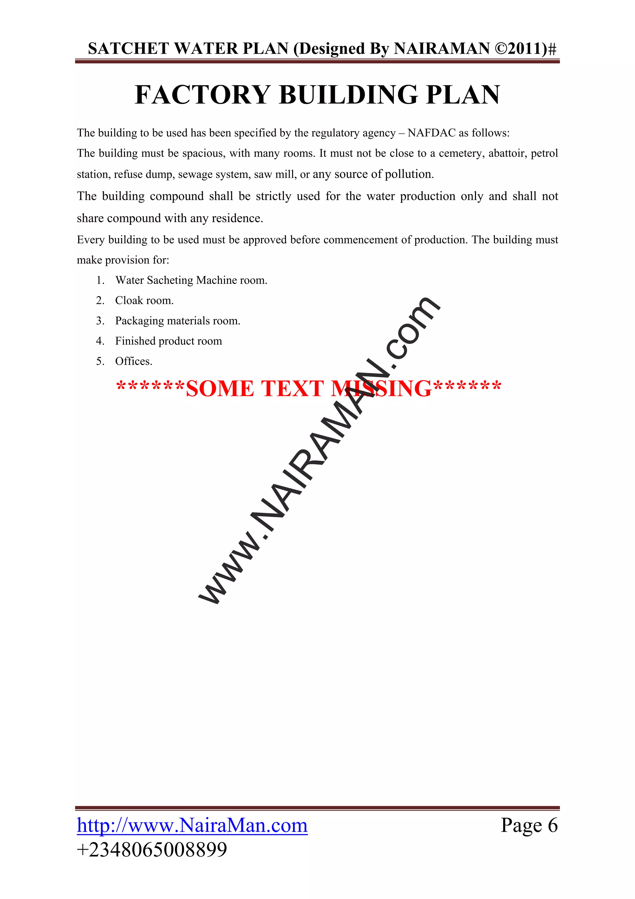 Sachet Pure Water Business plan & Feasibility Study | PDF