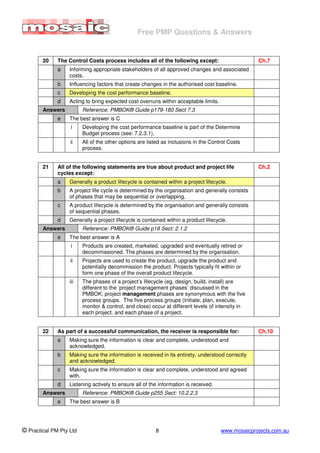 Free pmp answers | PDF