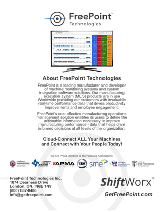 FreePoint Technologies Corporate Brochure - ShiftWorx MES SaaS - 2022 | PDF