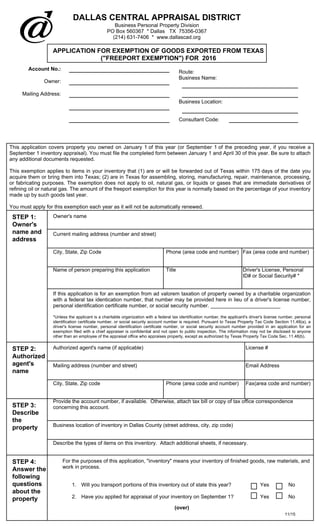 Freeport exemption dcad | PDF