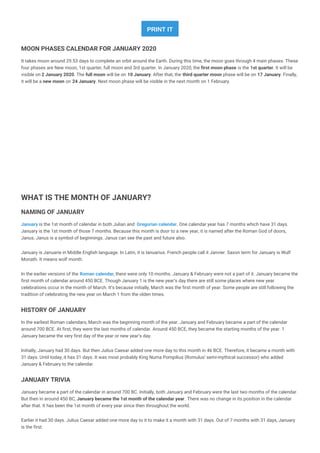 Free Printable January 2020 Calendar - Wiki Calendar Com | PDF