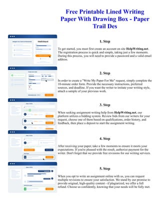 Free Printable Lined Writing Paper With Drawing Box - Paper Trail Des | PDF