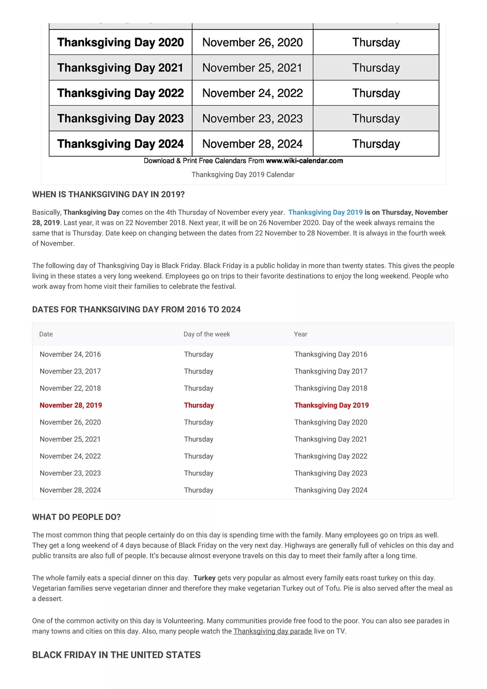 Free Printable November 2019 Calendar - Wiki Calendar | PDF