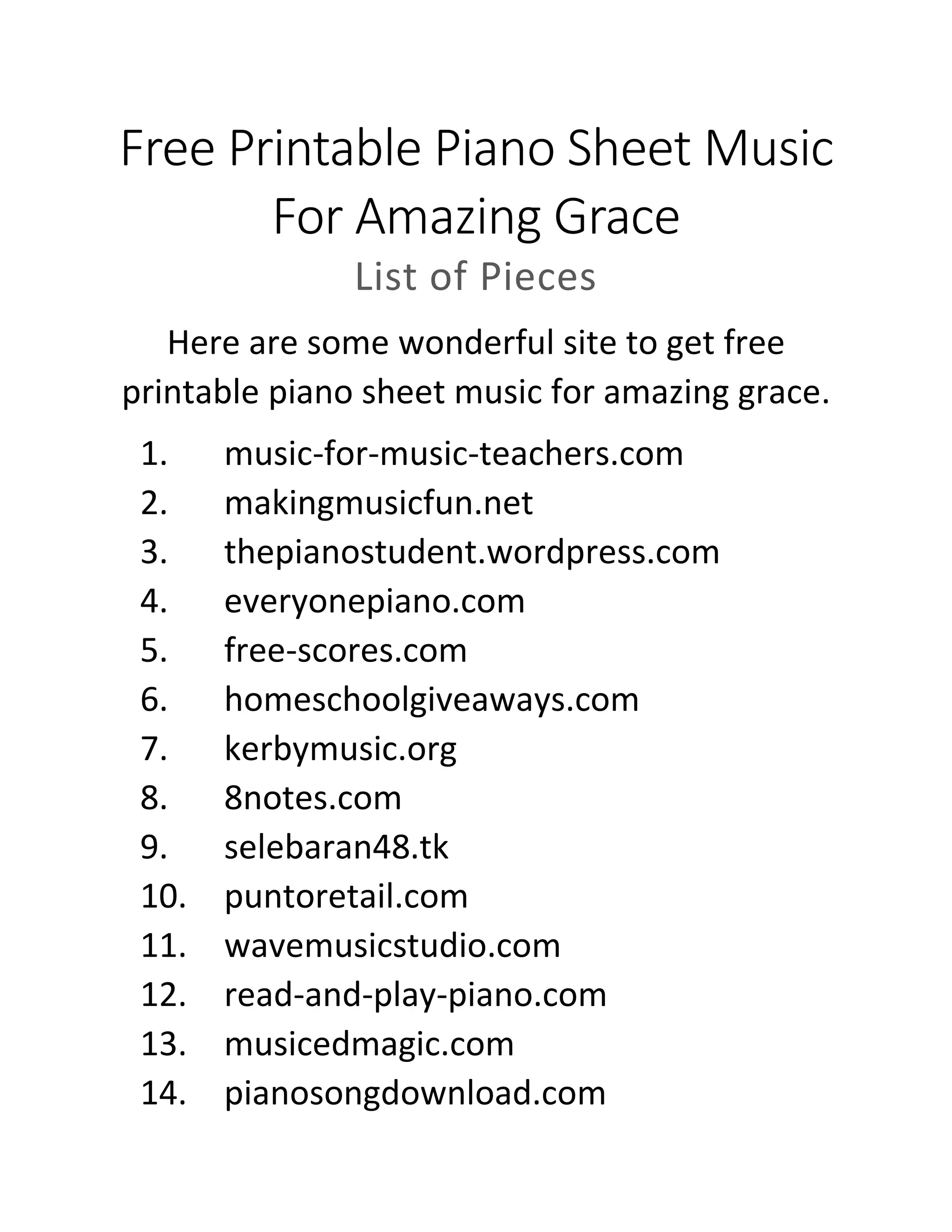 Free printable piano sheet music for amazing grace | PDF | Music ...