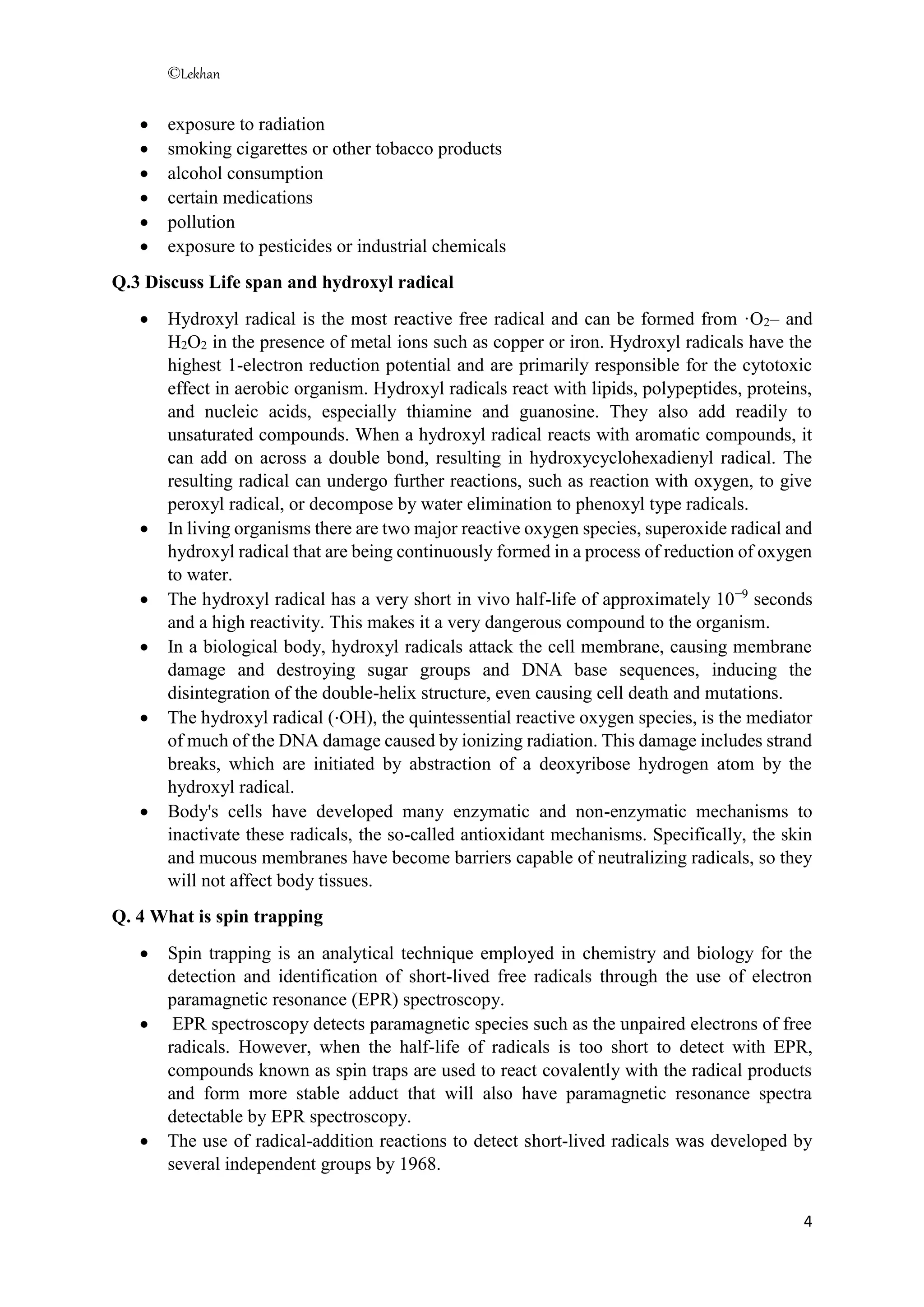 Free radicals | DOCX