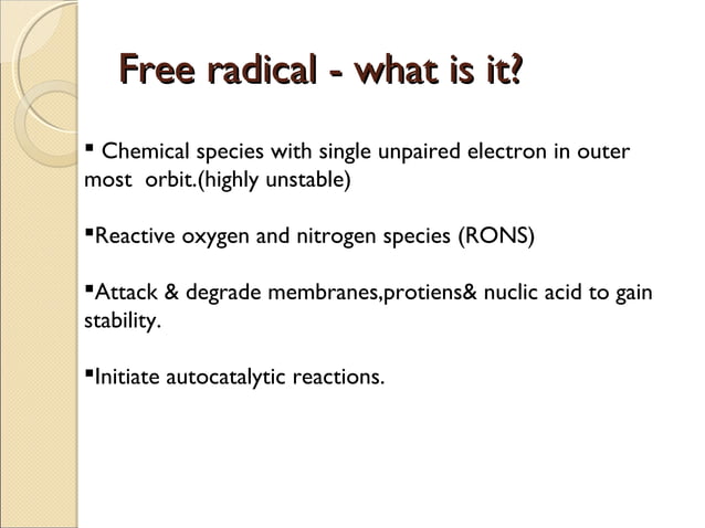 Free radical induced injury | PPT | Chemistry | Science