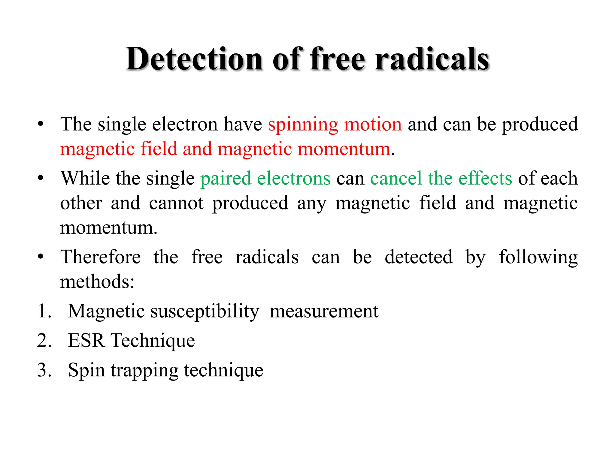 Free Radicals stability and detection.PPT