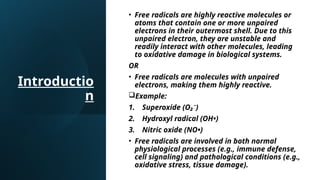 free radicals pharmacology and role in various diseases | PPTX