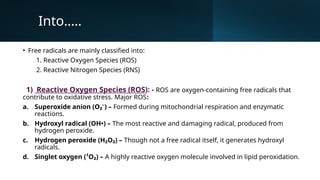 free radical pharmacology and role in various diseases | PPTX