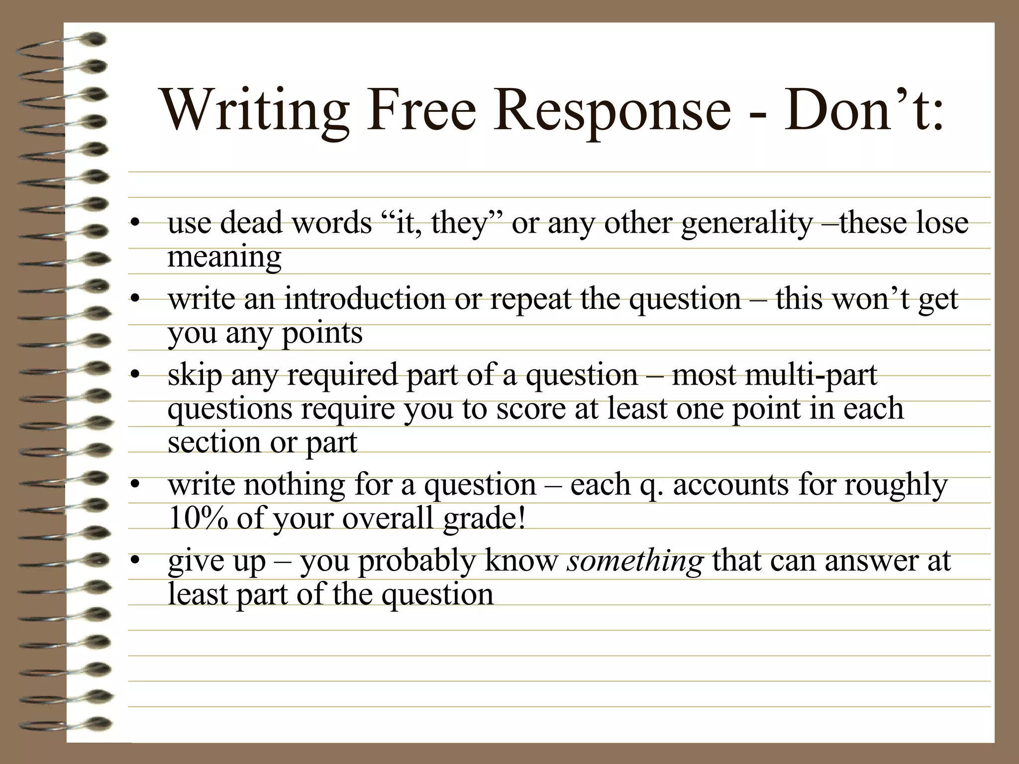 Free Response Guideline | PPT