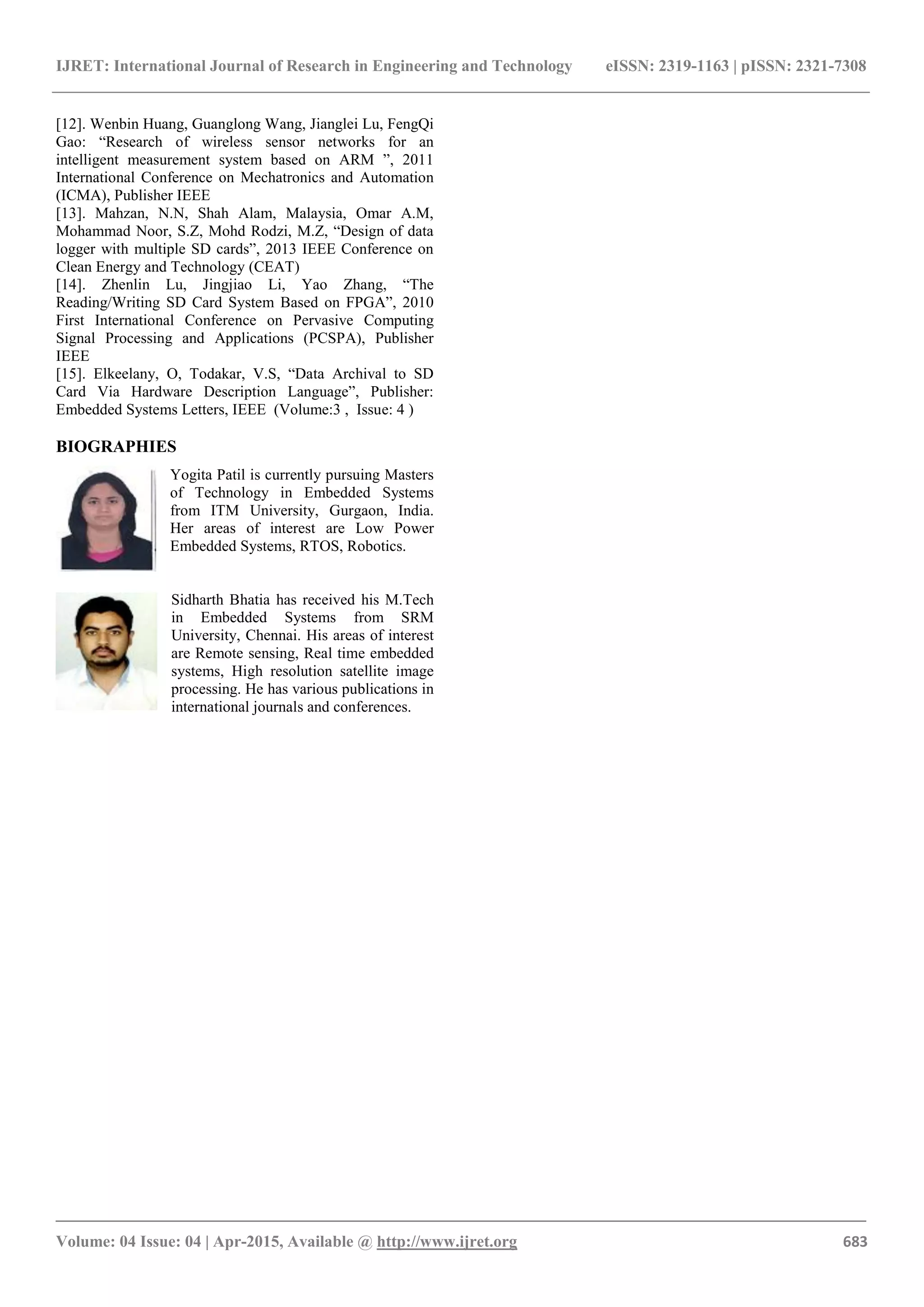 Freertos based environmental data acquisition using arm cortex m4 f core | PDF