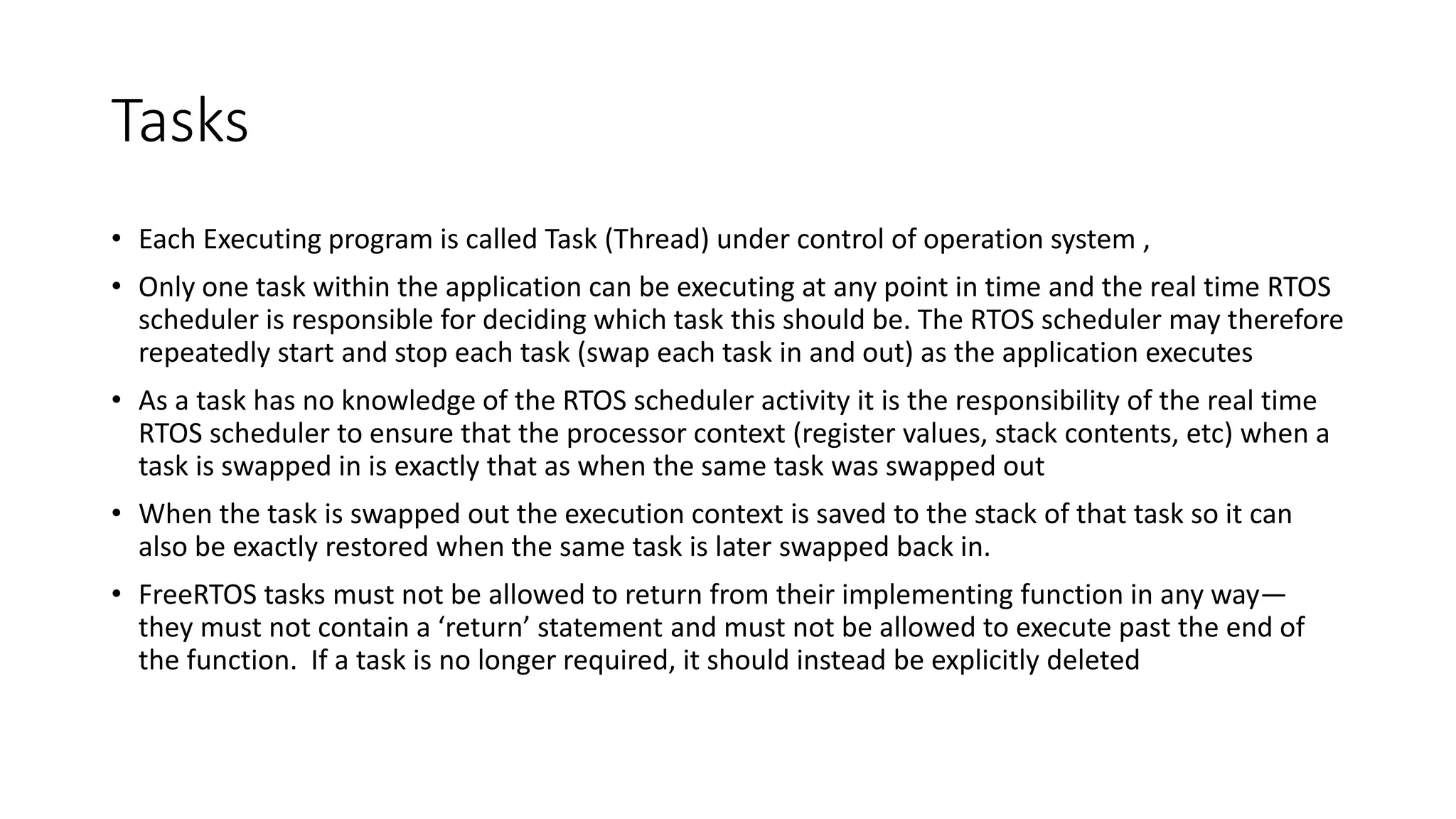 FreeRTOS basics (Real time Operating System) | PPTX | Operating Systems | Computer Software and ...